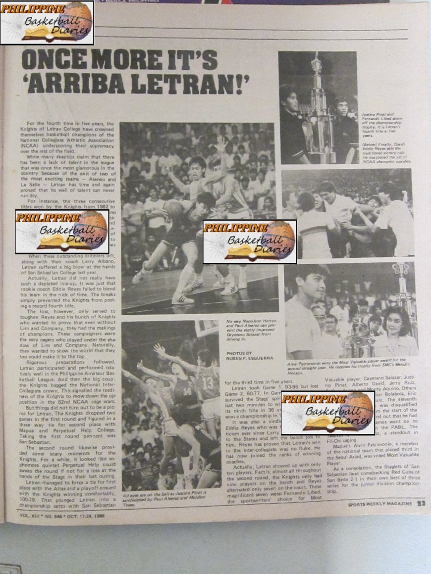 1986 NCAA Champion - Letran - Gamenatin - Sports Magazine