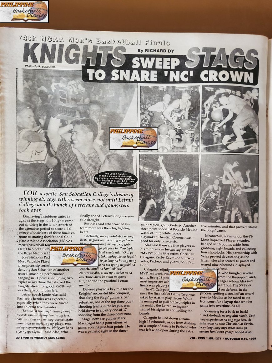 1998 NCAA Champion - Letran - Gamenatin - Sports Magazine