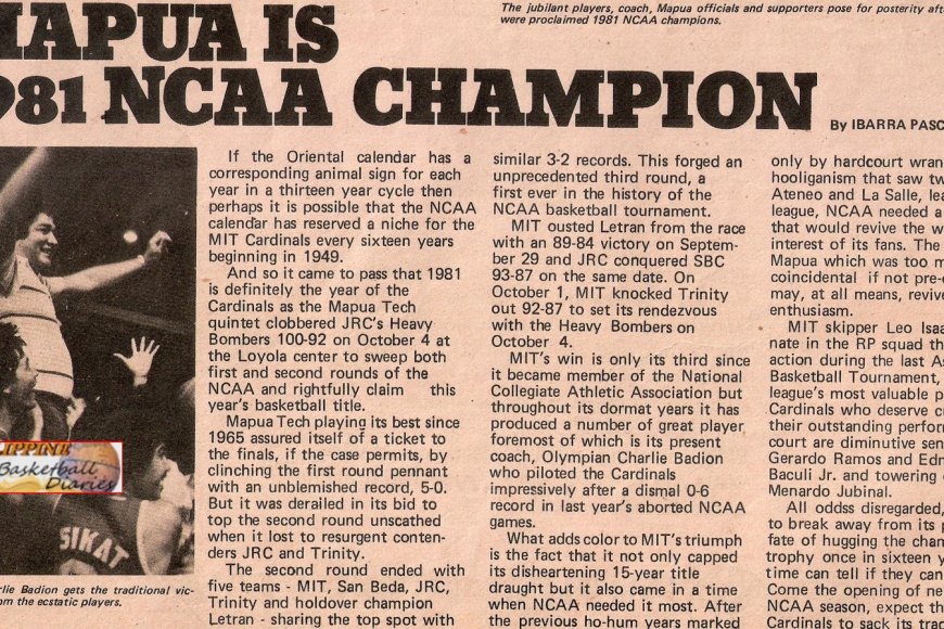 Mapua wins 1981 NCAA crown - Gamenatin - Sports Magazine